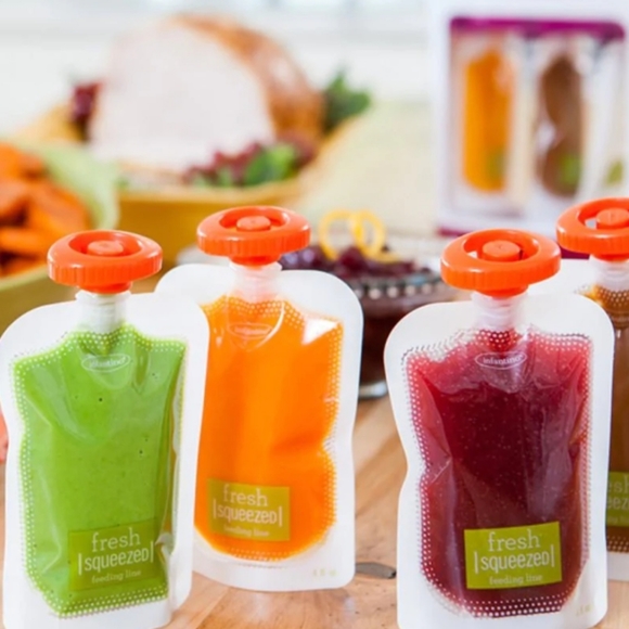 Infantino | Kitchen | Infantino Reusable Food Pouches With Lids Nwt ...